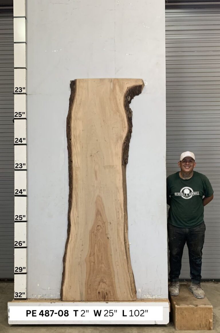 Live Edge Pecan Wood Slab PE 487-08 | Berdoll Sawmill